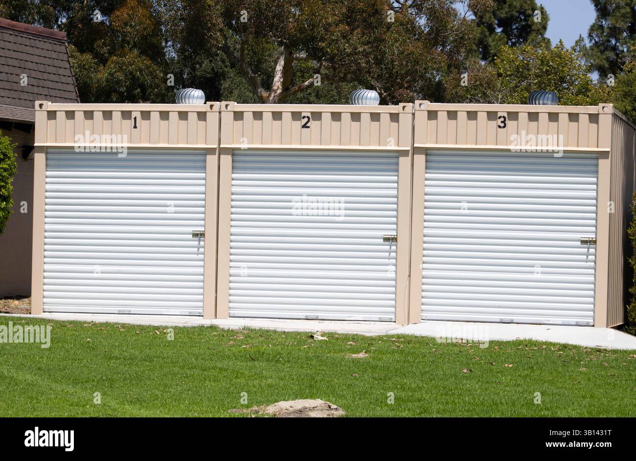 storage unit with three doors Stock Photo - Alamy