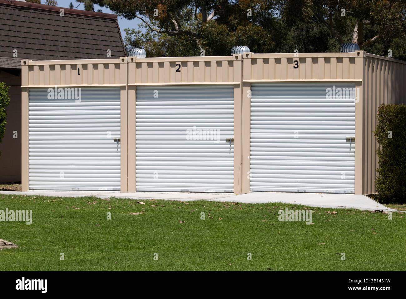 storage unit with three doors Stock Photo - Alamy