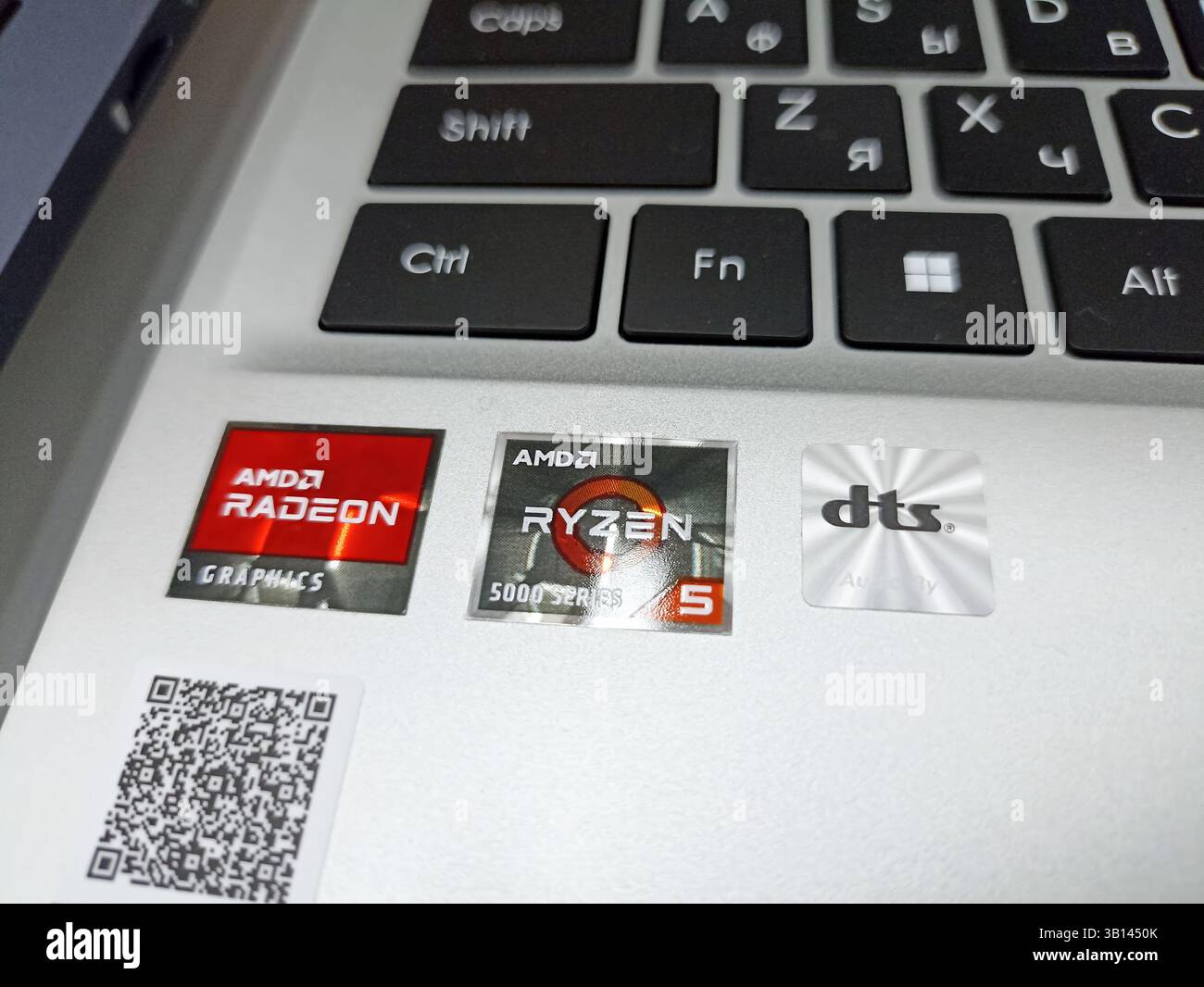 Amd laptop with ryzen 5 processor and radeon graphics stickers on ...