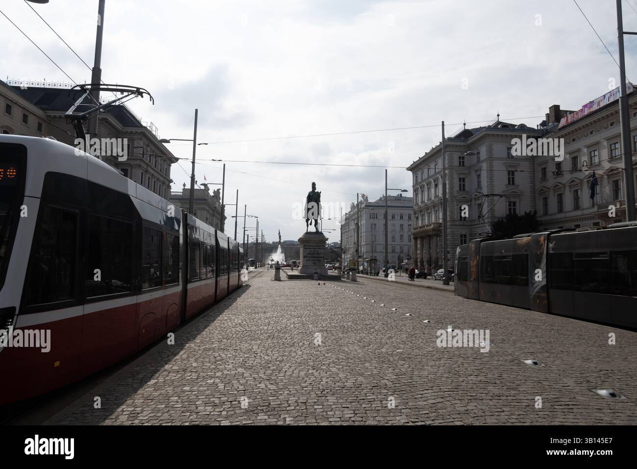 Walking in spring Vienna, city centre with beautiful buildings, museums ...
