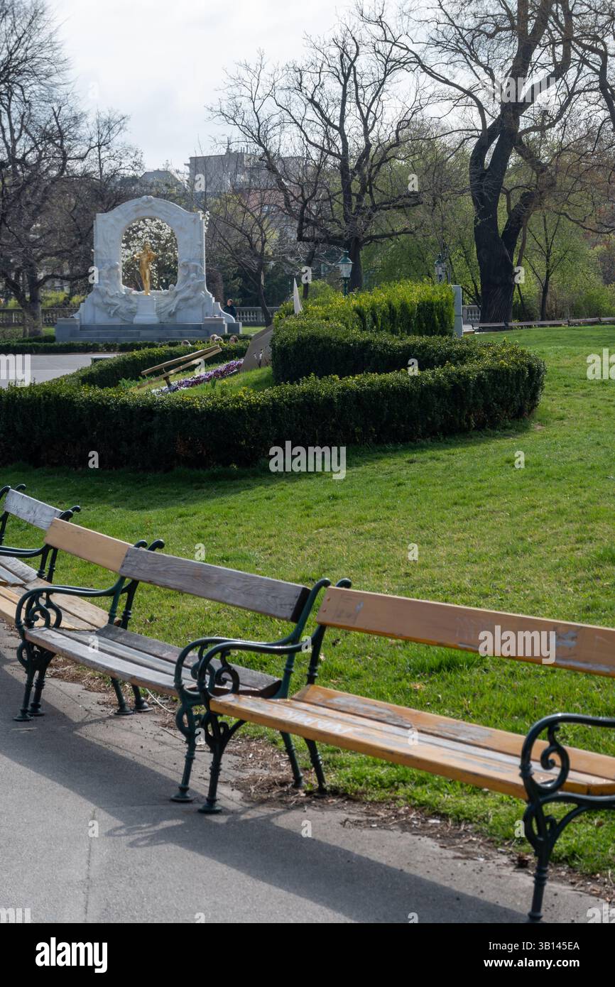 Walking in city public park and gardens in spring Vienna, city centre ...