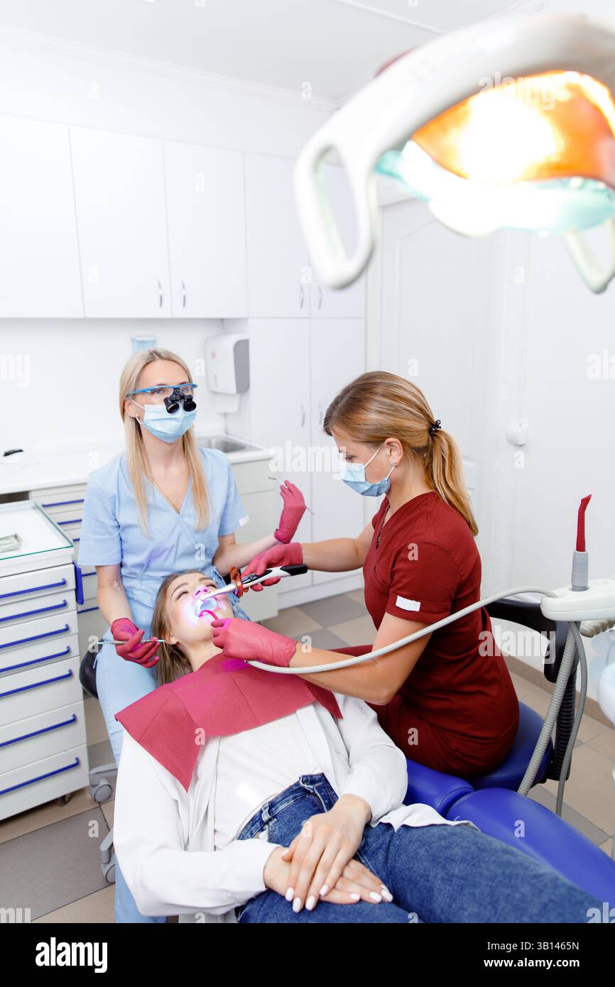 dental intervention, dental check-up, dental inspection, medical procedure, smiling patient ...