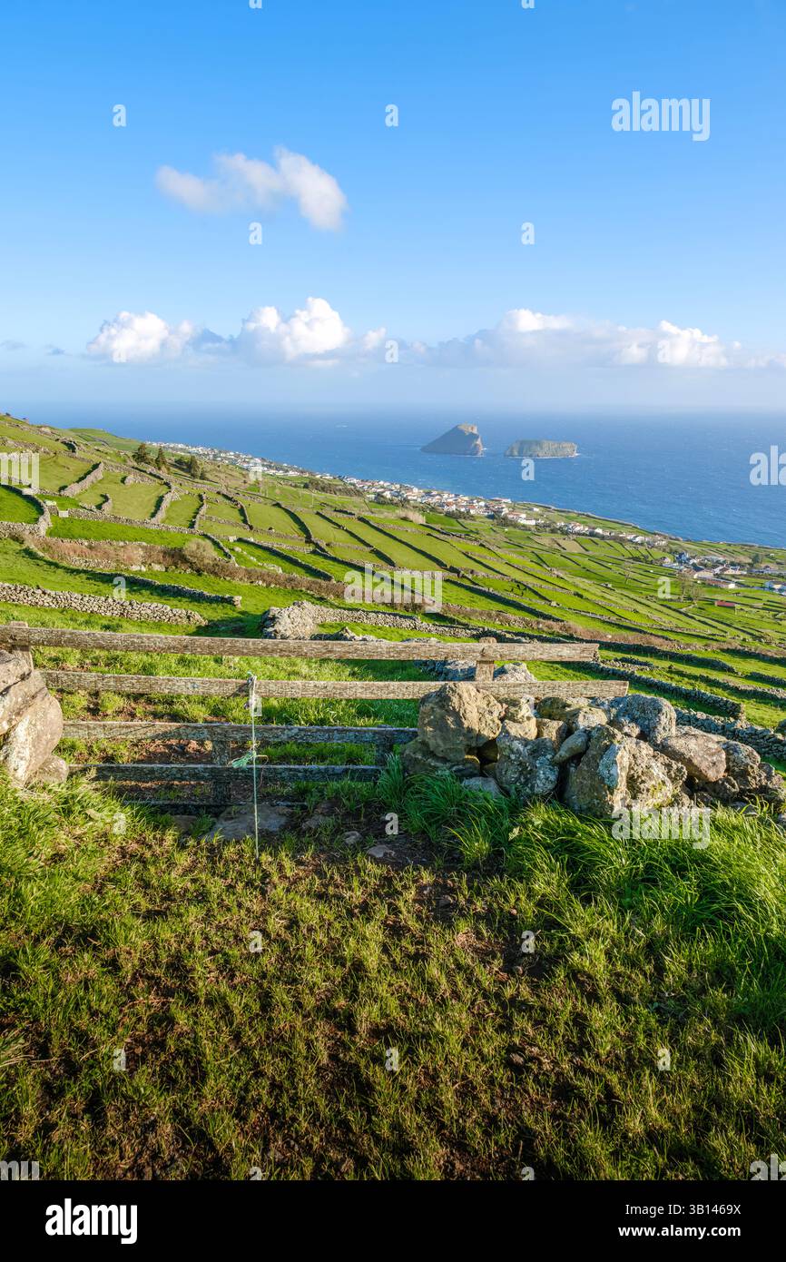 Landscape with Traditional Stone Wall Terraces and Distant Islands ...