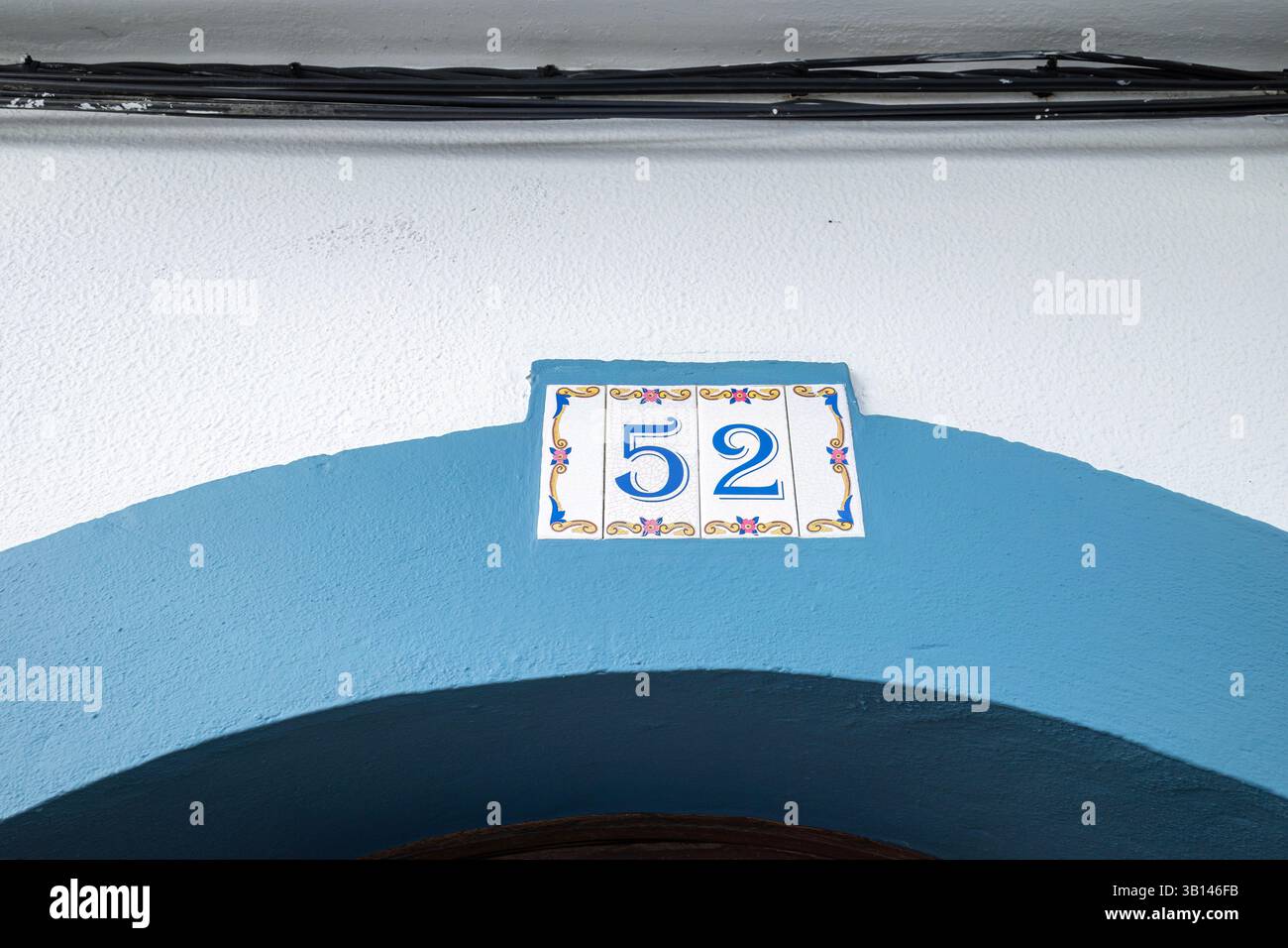 Traditional Portuguese Ceramic House Number Tile on Mediterranean ...