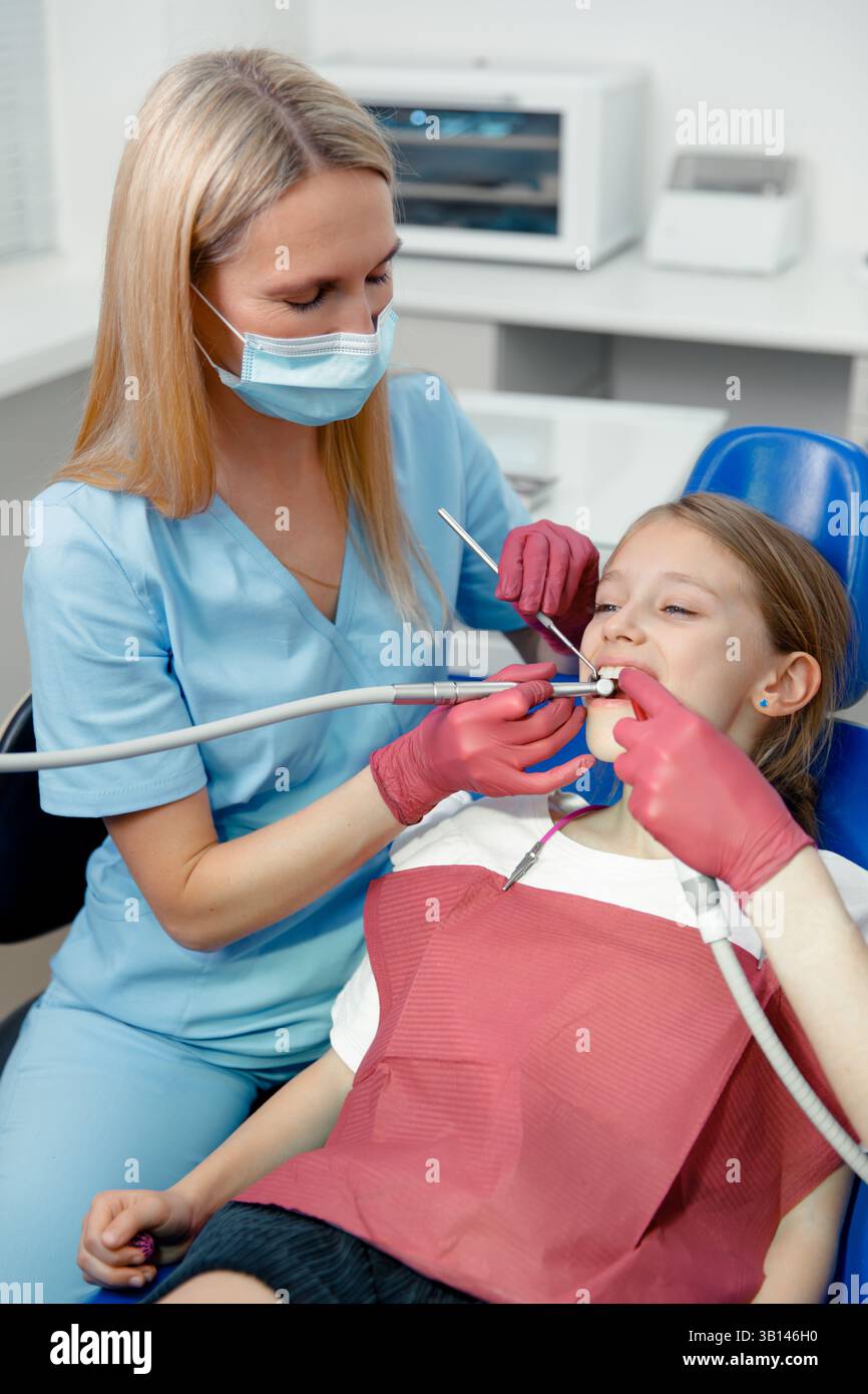 checking teeth, child dentist patient, Professional stomatology kid ...