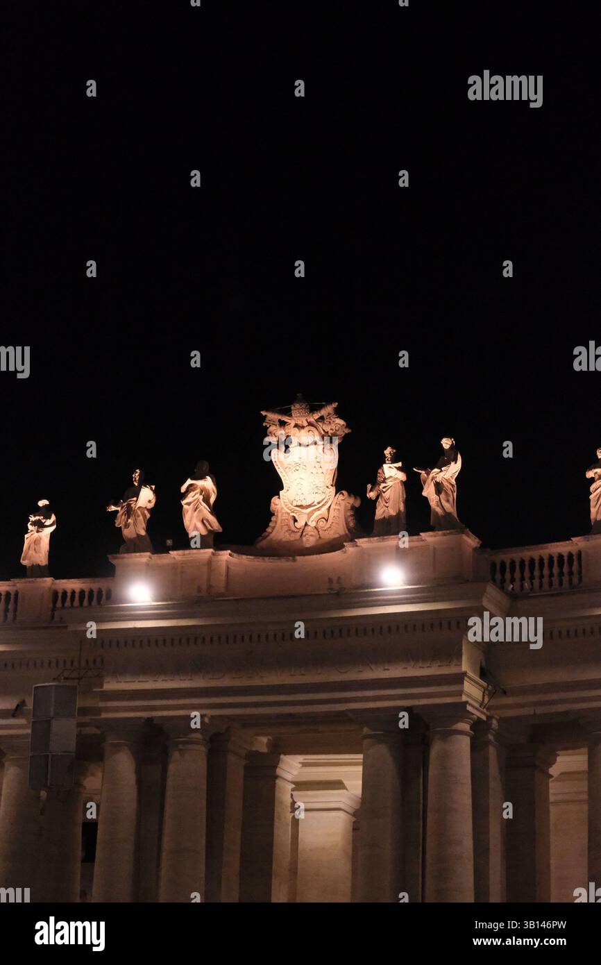 Saint Peter’s Basilica and Saint Peter’s Square at night during the ...