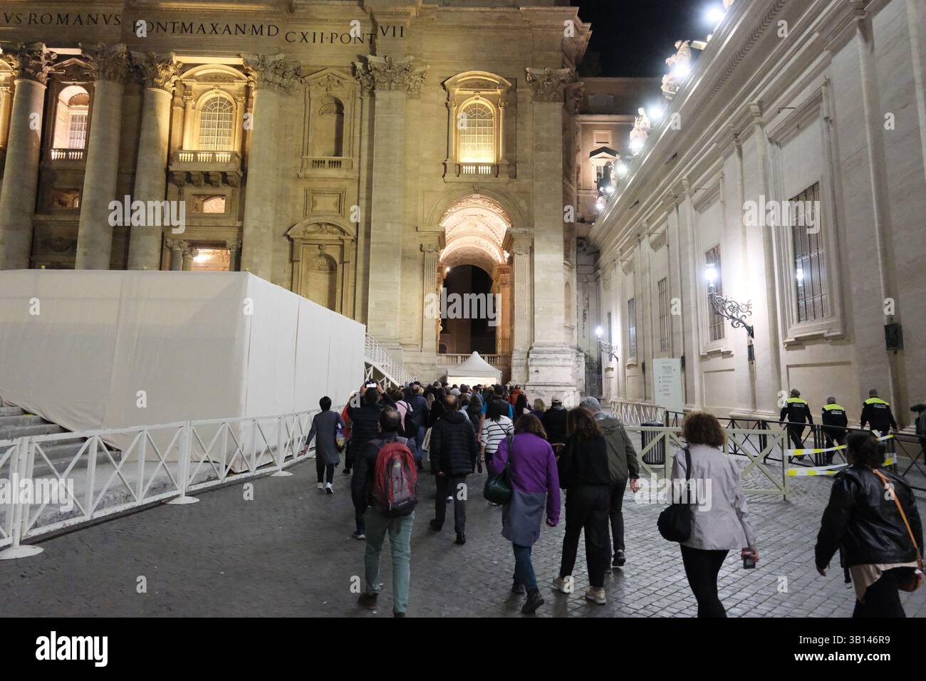 Saint Peter’s Basilica and Saint Peter’s Square at night during the ...