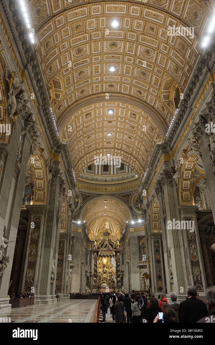 Saint Peter’s Basilica and Saint Peter’s Square at night during the ...