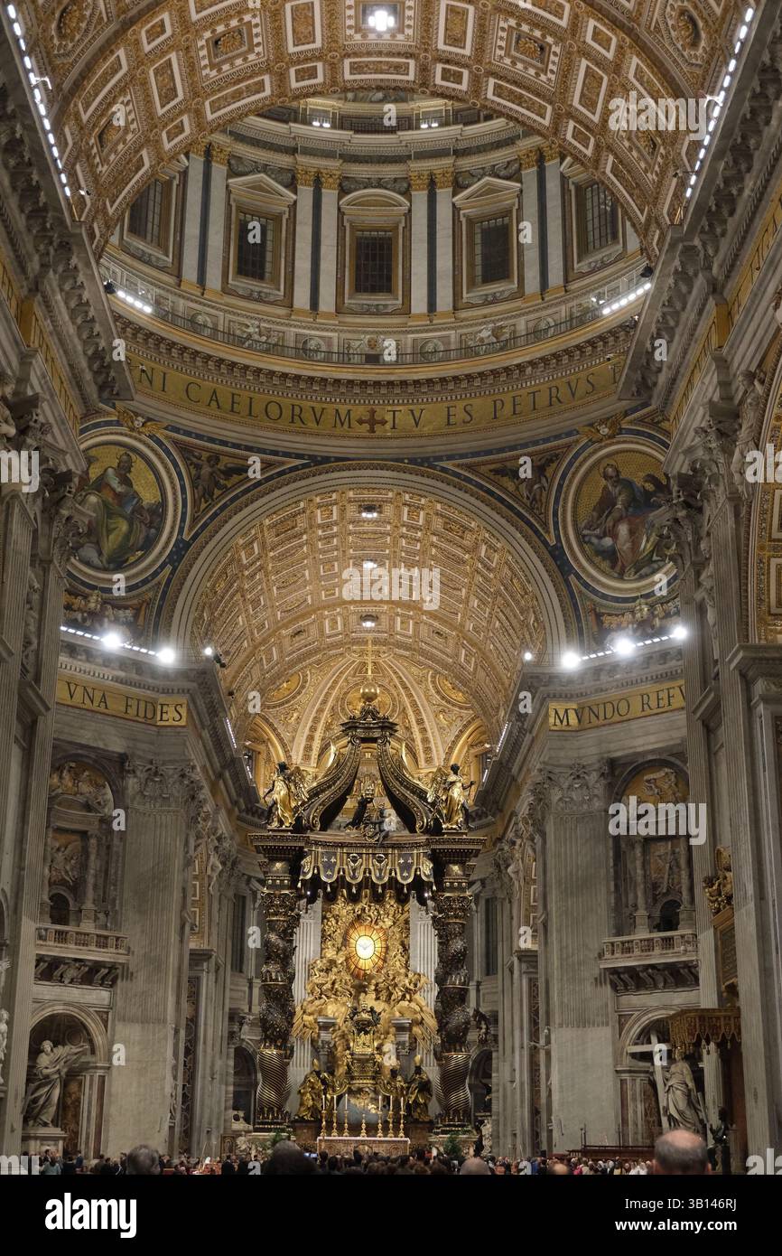 Saint Peter’s Basilica and Saint Peter’s Square at night during the ...