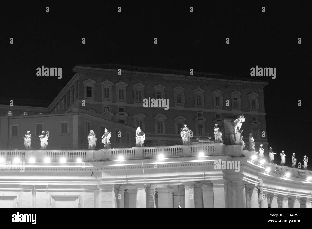 Saint Peter’s Basilica and Saint Peter’s Square at night during the ...
