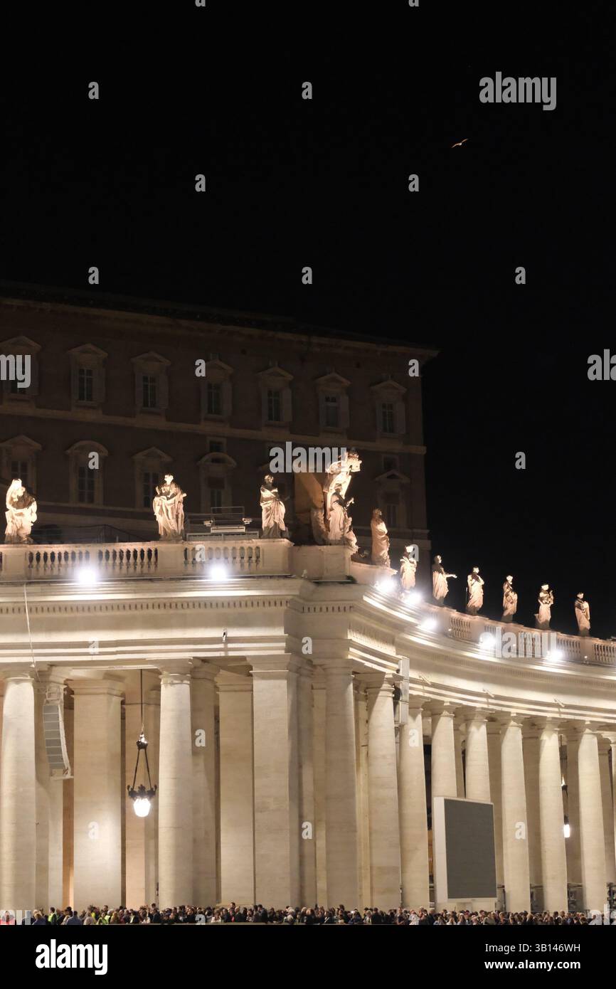 Saint Peter’s Basilica and Saint Peter’s Square at night during the ...