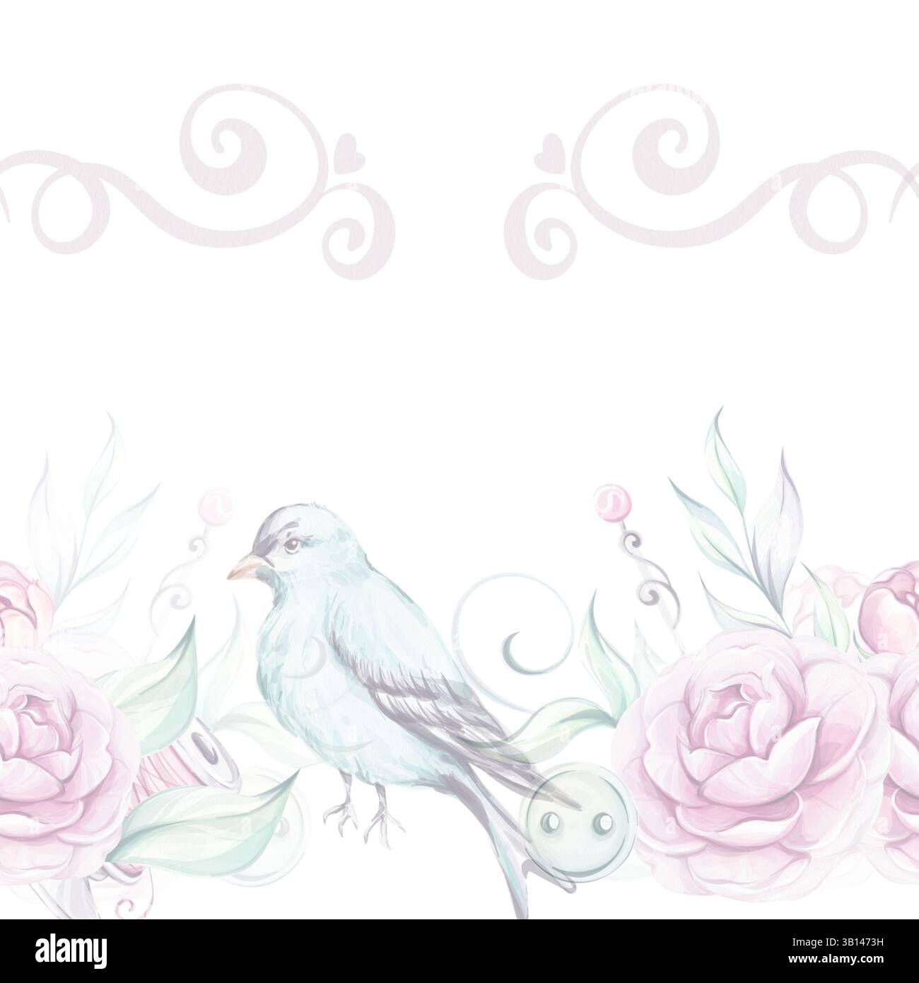 Watercolor seamless bord, template - blue victorian beard, springtime ...