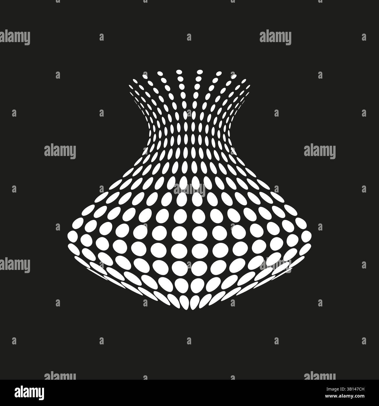 Vase shaped figure. Dot structure illusion. Curved vector form. Black abstract object Stock ...