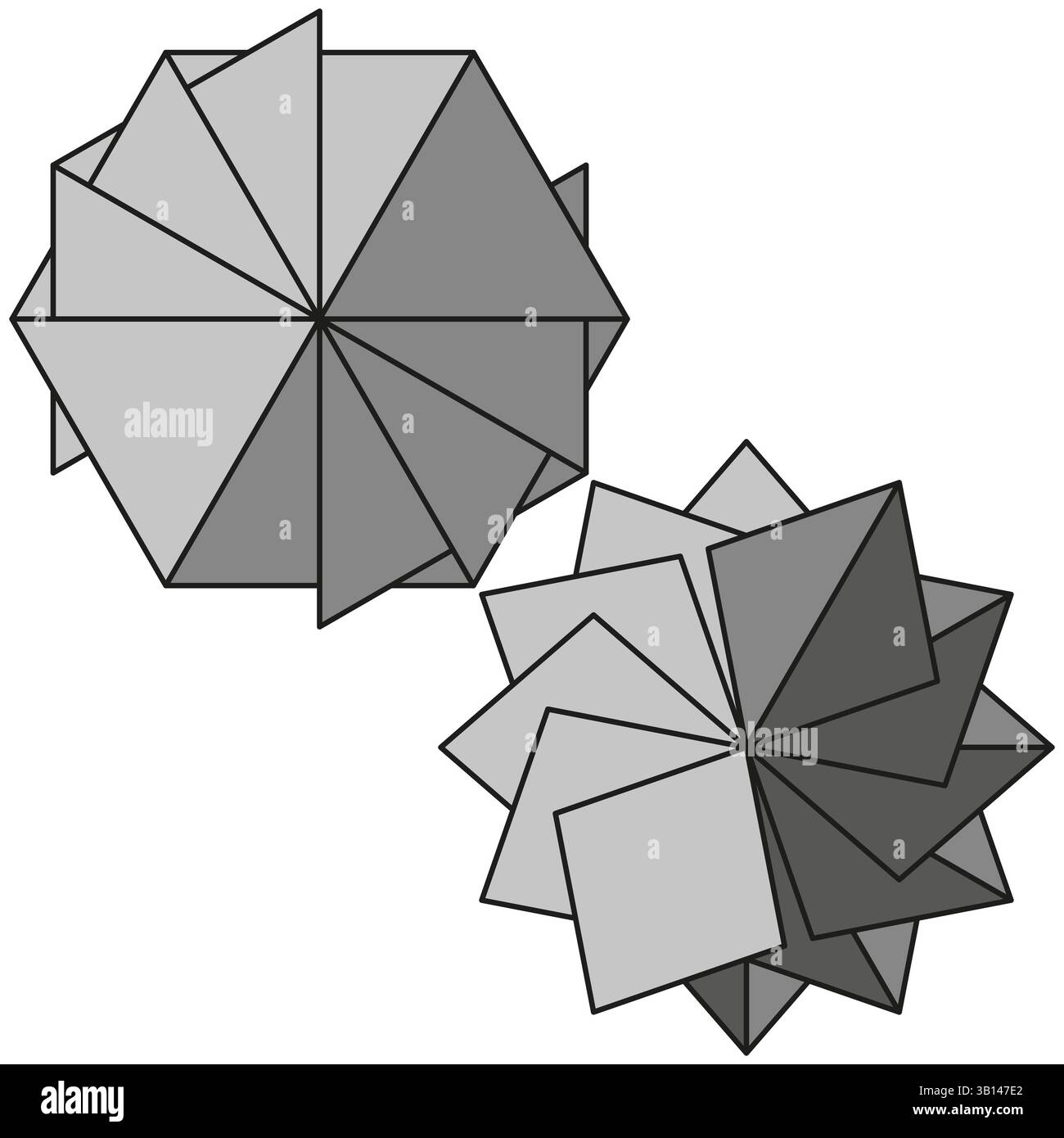 Geometric flower icon. Overlapped triangle petals. Polygon bloom figure ...