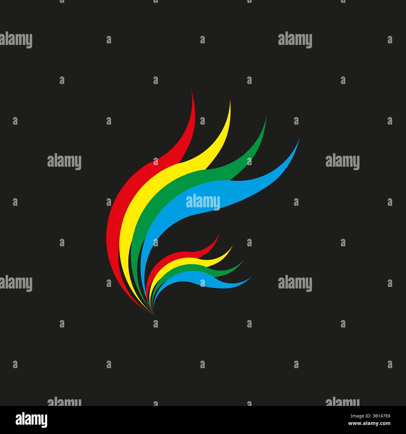 Color flame shape. Rainbow abstract icon. Bright spectrum swirl. Vector ...