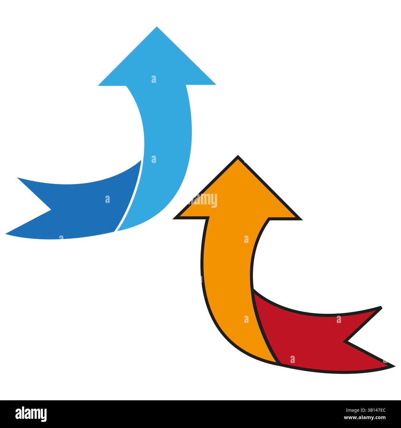 Upward arrow symbol. Color direction graphic. Turning vector shape ...