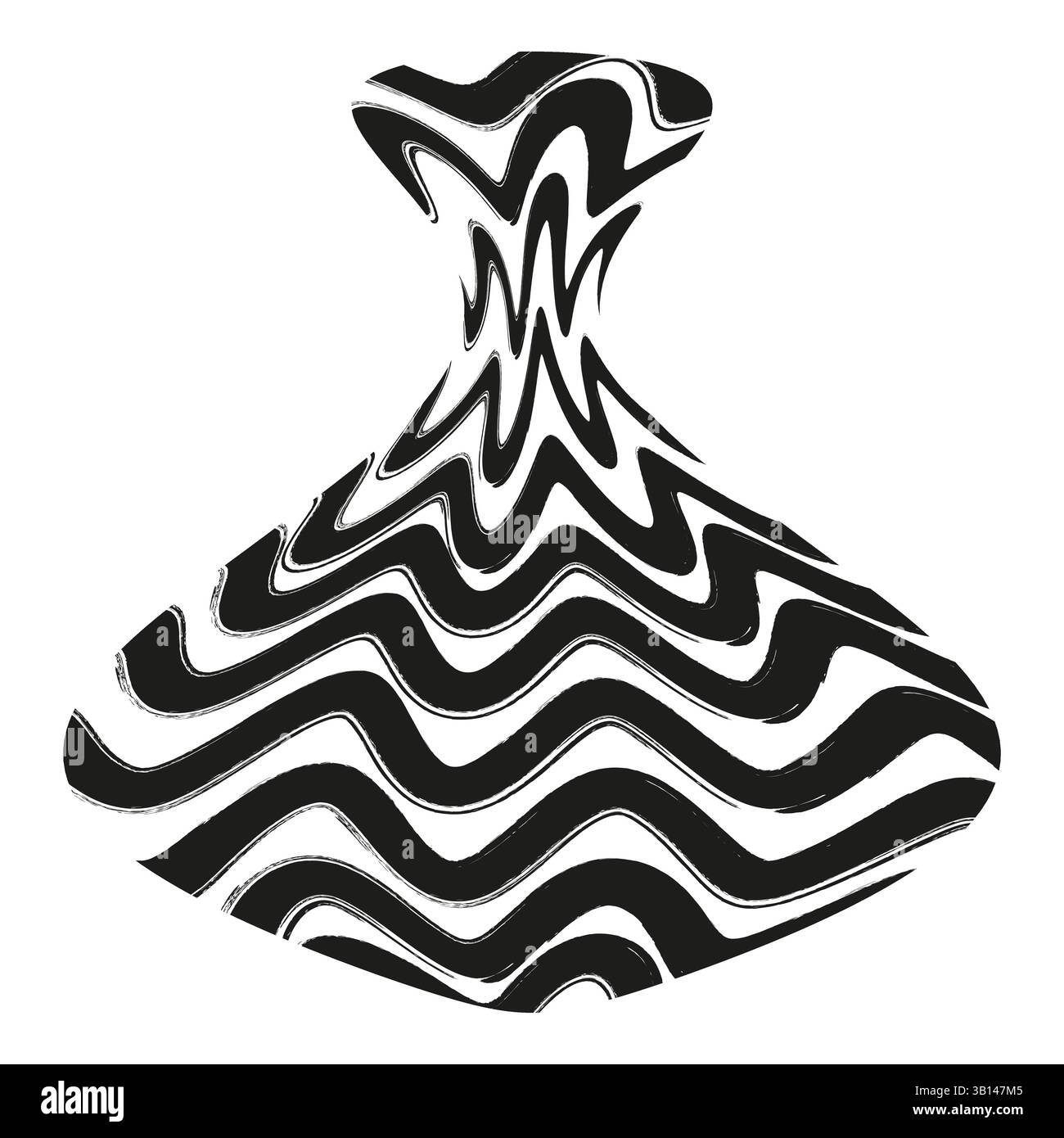 Abstract vase shape. Wavy texture form. Monochrome optical illusion ...