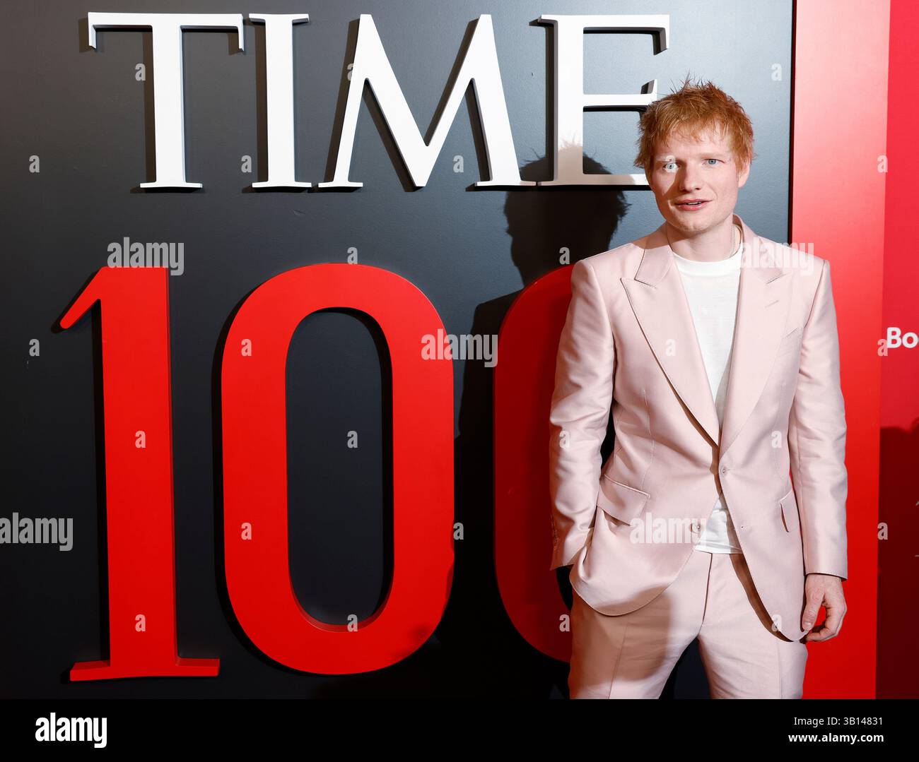 Musician Ed Sheeran poses on the red carpet at the 2025 TIME100 gala at ...