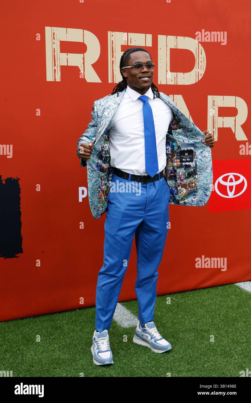 Maxwell Hairston arrives to the 2025 NFL Draft Red Carpet at Lambeau ...