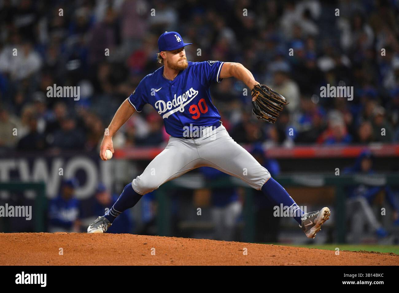 ANAHEIM, CA - MARCH 25: Los Angeles Dodgers pitcher Sam Carlson throws ...