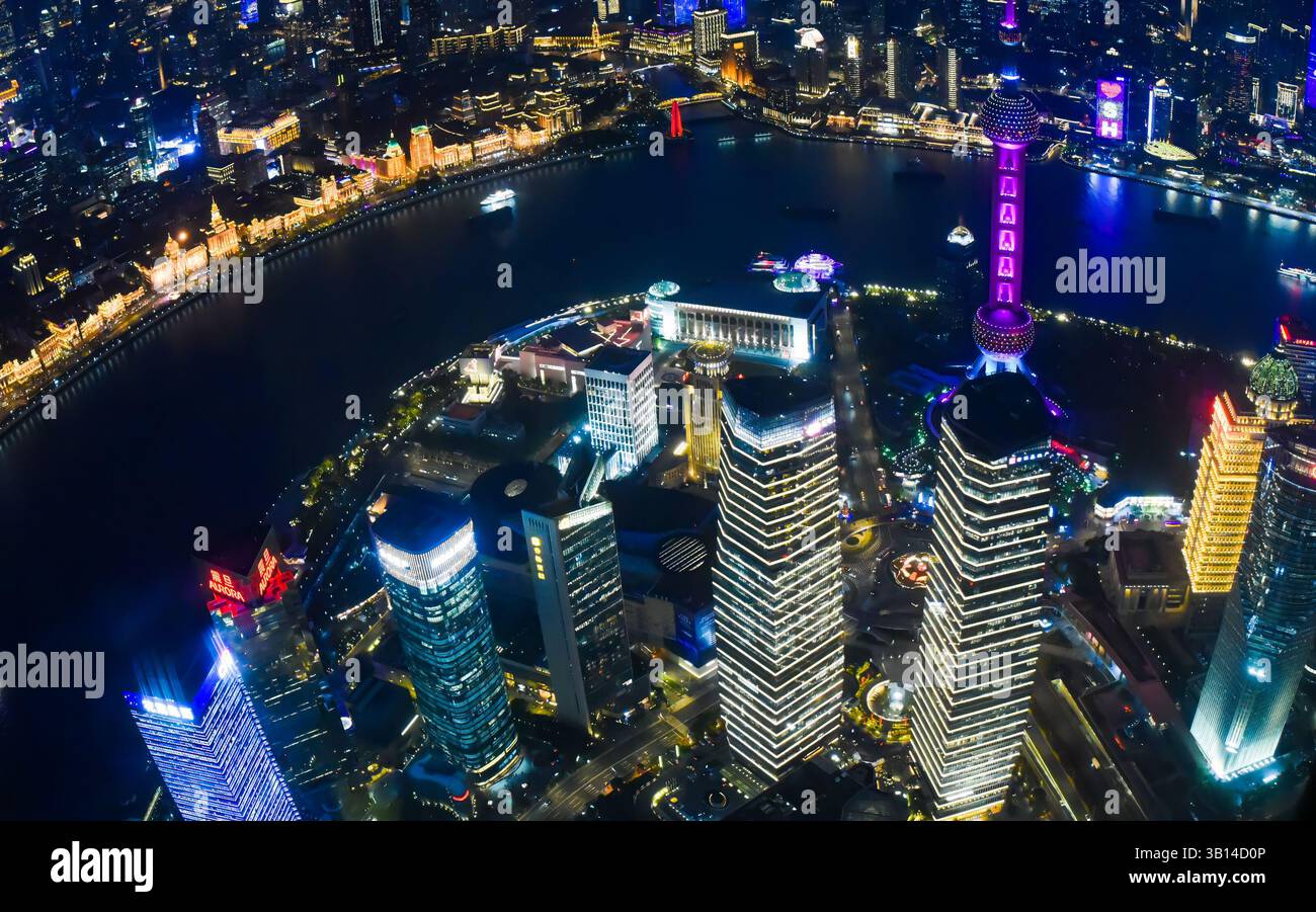 Shanghai, China - 1 April 2025: A stunning night view from Shanghai ...
