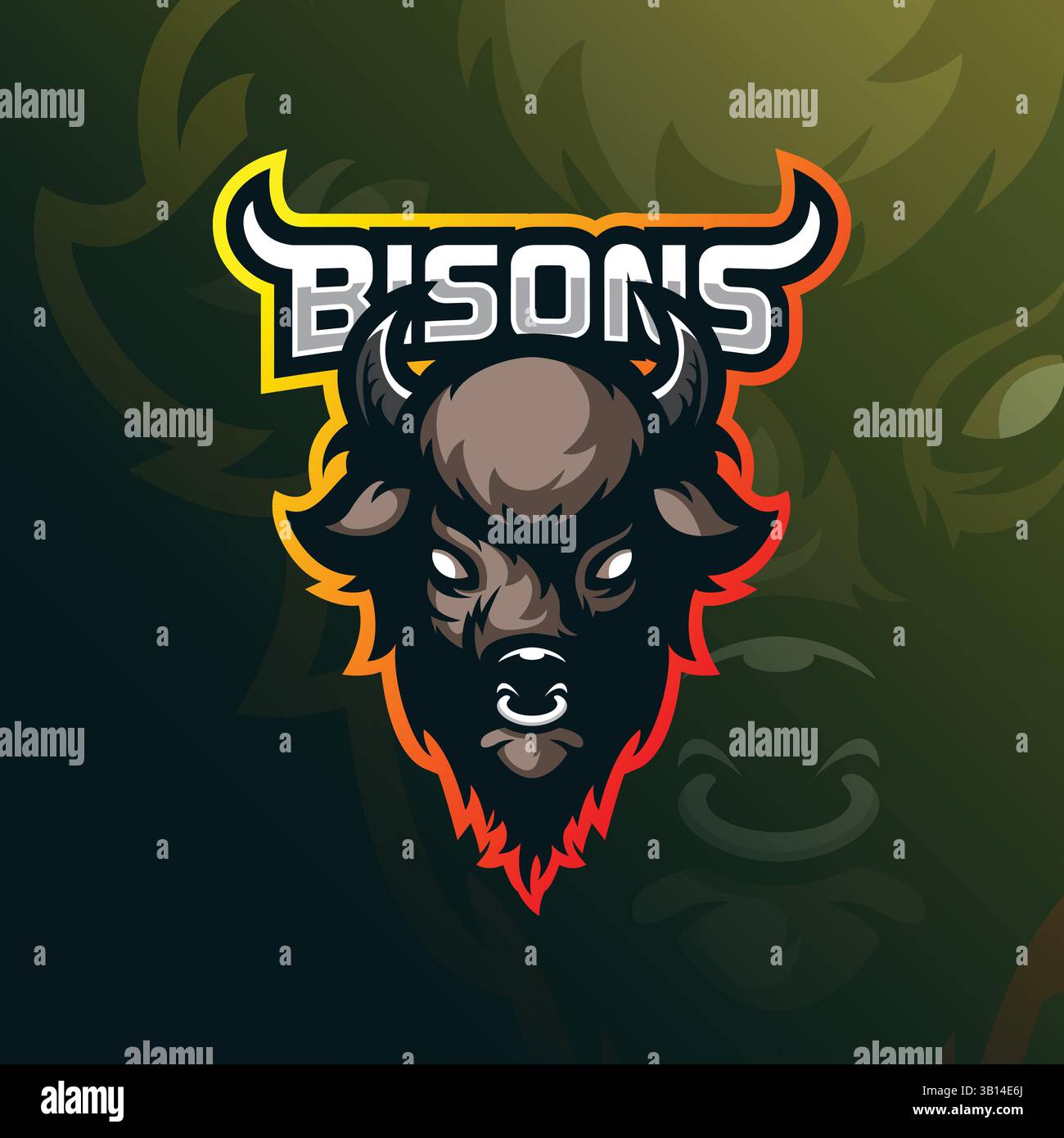 bison mascot logo design vector with modern illustration concept style ...