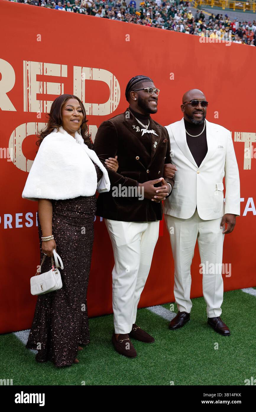 Green Bay, USA. 24th Apr, 2025. Tyler Booker arrives to the 2025 NFL ...