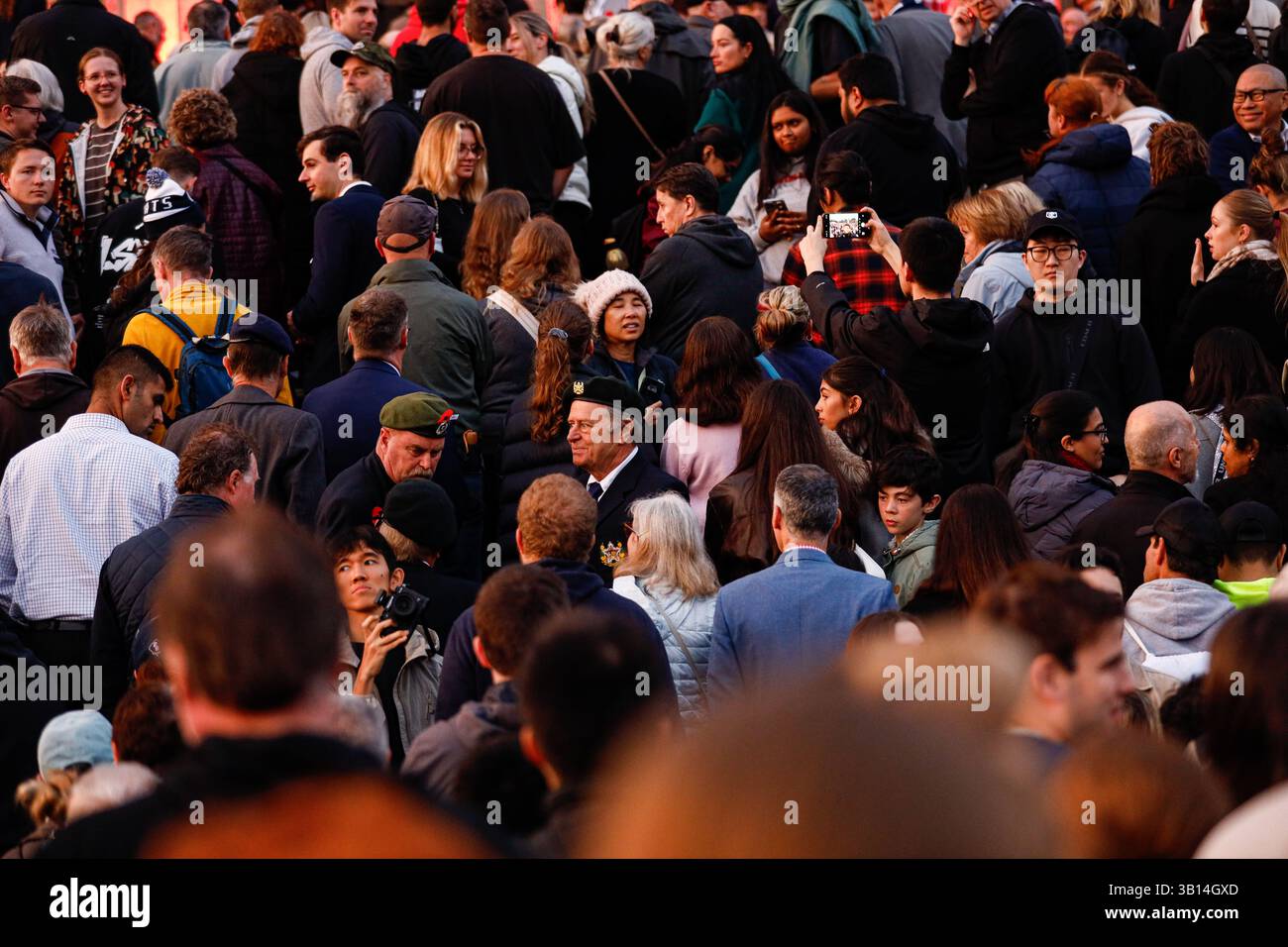 People gather at the Shrine of Remembrance during the ANZAC Day dawn service. In Melbourne ...