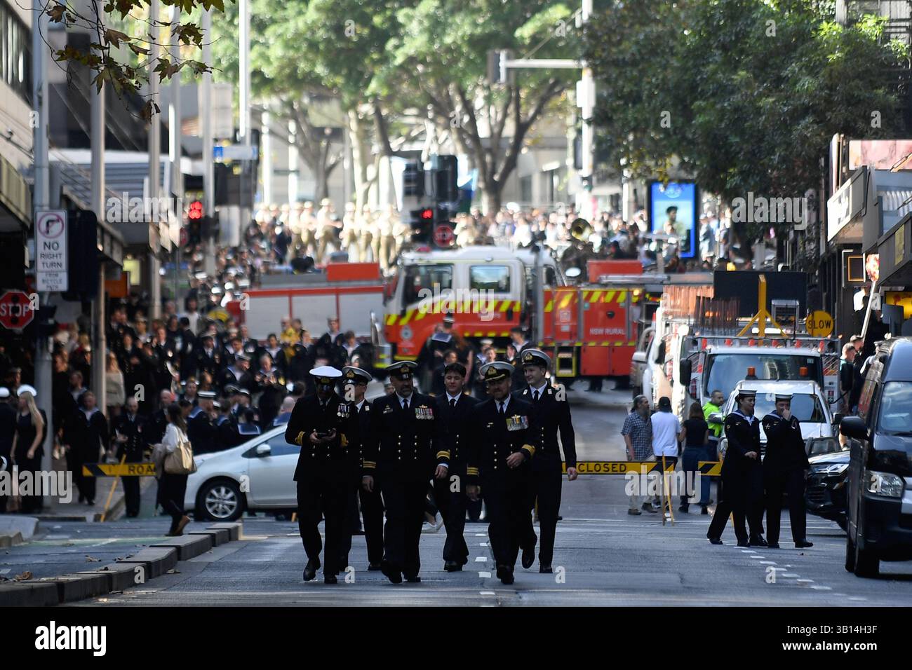 Fire trucks are used to block streets in the CBD as veterans & their ...