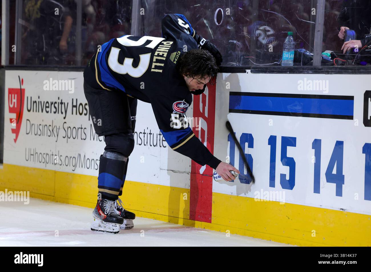 CLEVELAND, OH - APRIL 24: Cleveland Monsters center Luca Pinelli (53 ...