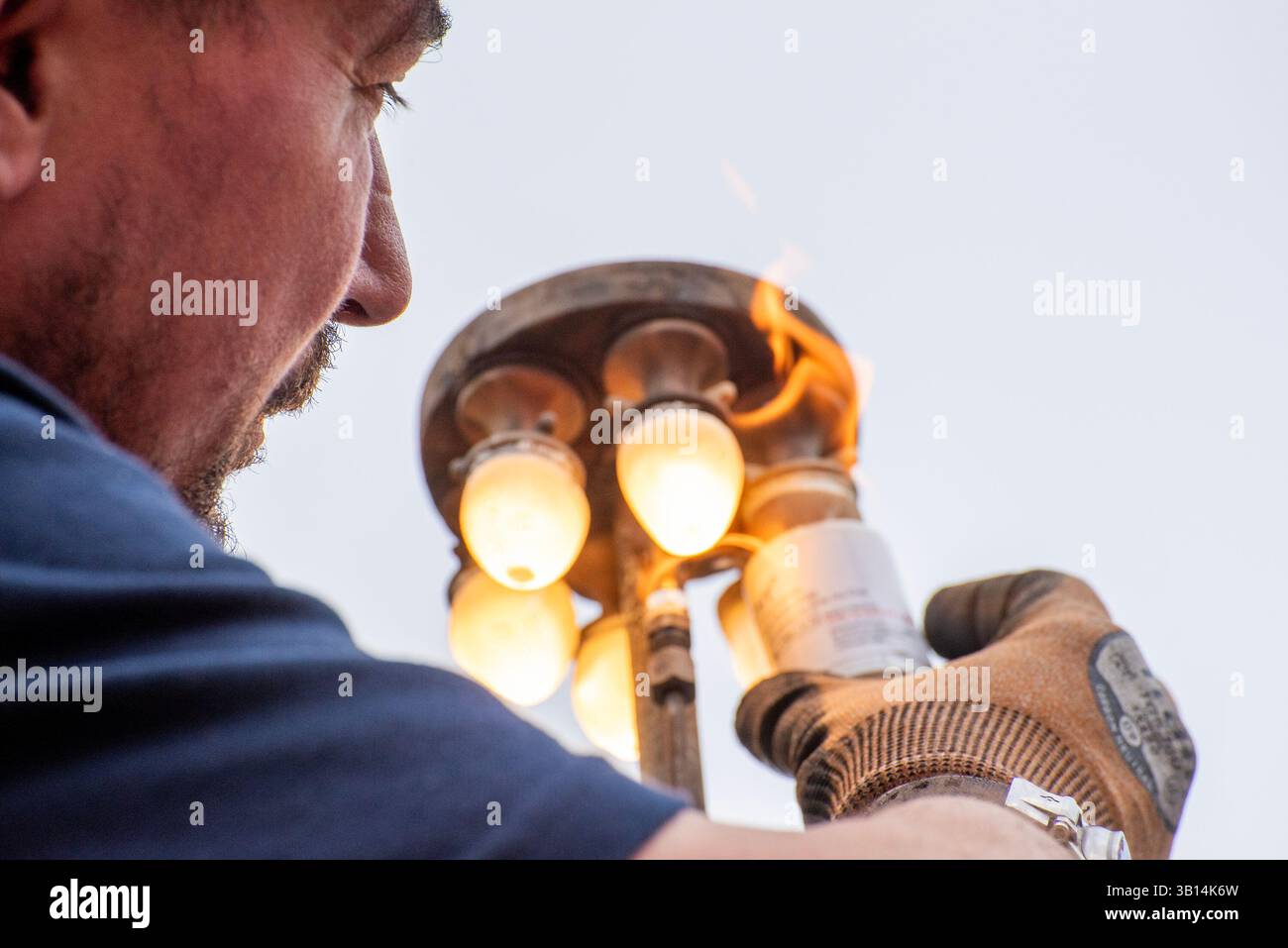 London, UK. 24th Apr, 2025. A flame starts for a short moment during ...