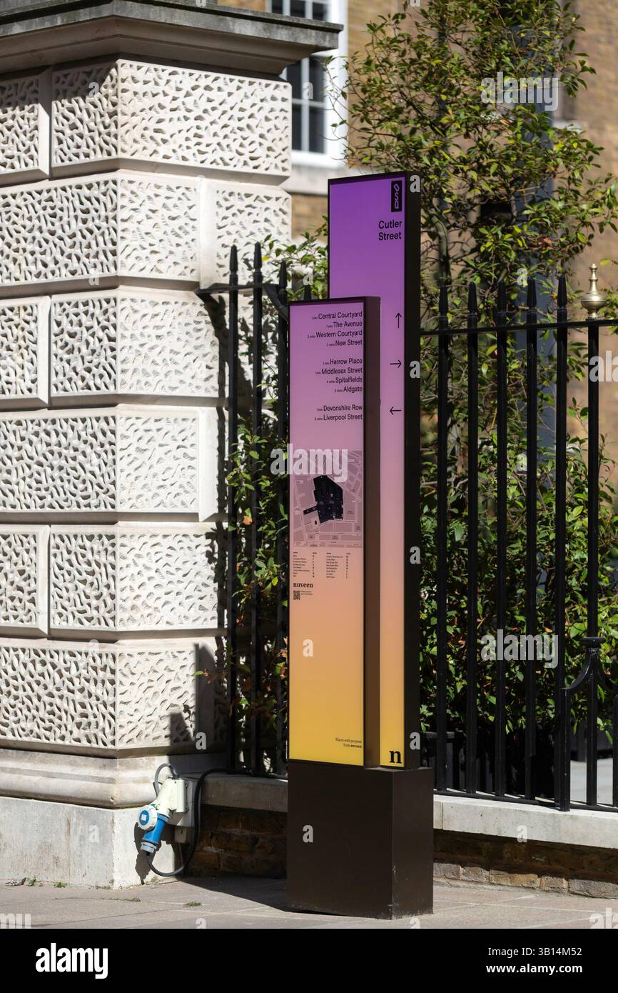 LONDON, UK - APRIL 01, 2025: Colourful sign at the entrance to ...