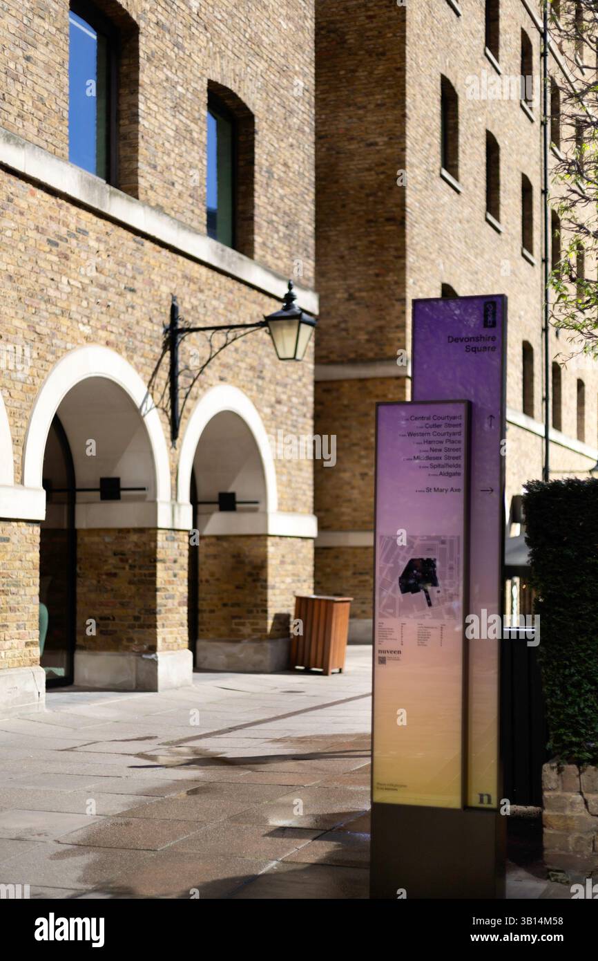 LONDON, UK - APRIL 01, 2025: Colourful sign at the entrance to ...