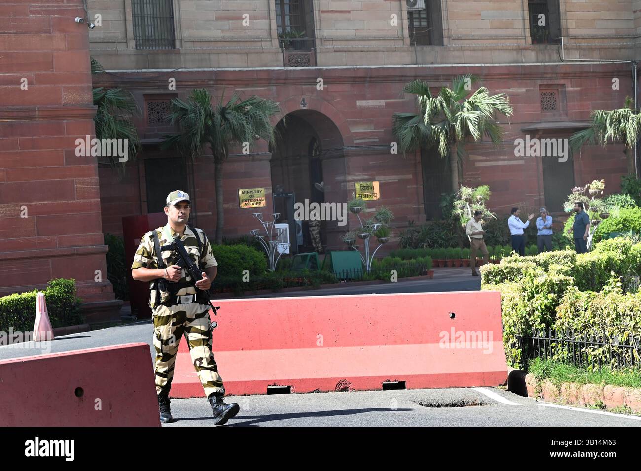 NEW DELHI, INDIA - APRIL 24: CISF Security personnel stand in front of ...