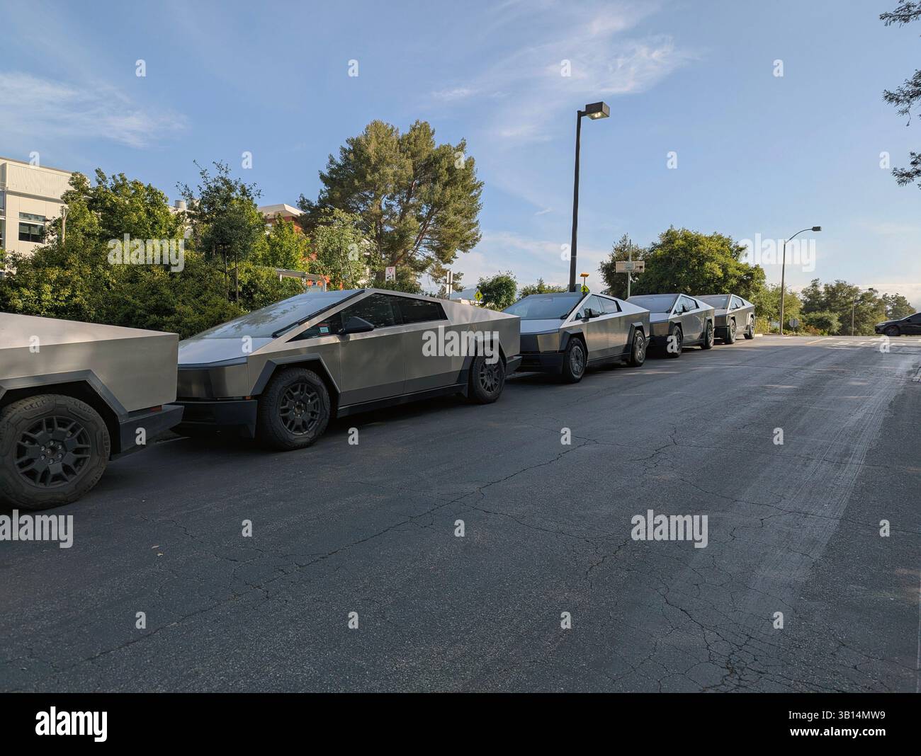 Tesla Cybertrucks lined up at Tesla Palo Alto, California Stock Photo ...