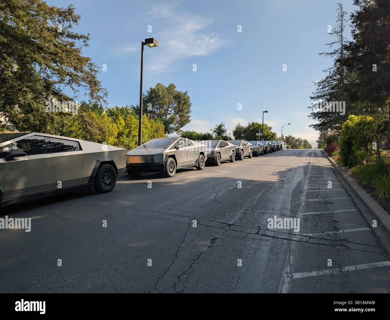 Tesla Cybertrucks lined up at Tesla Palo Alto, California Stock Photo ...