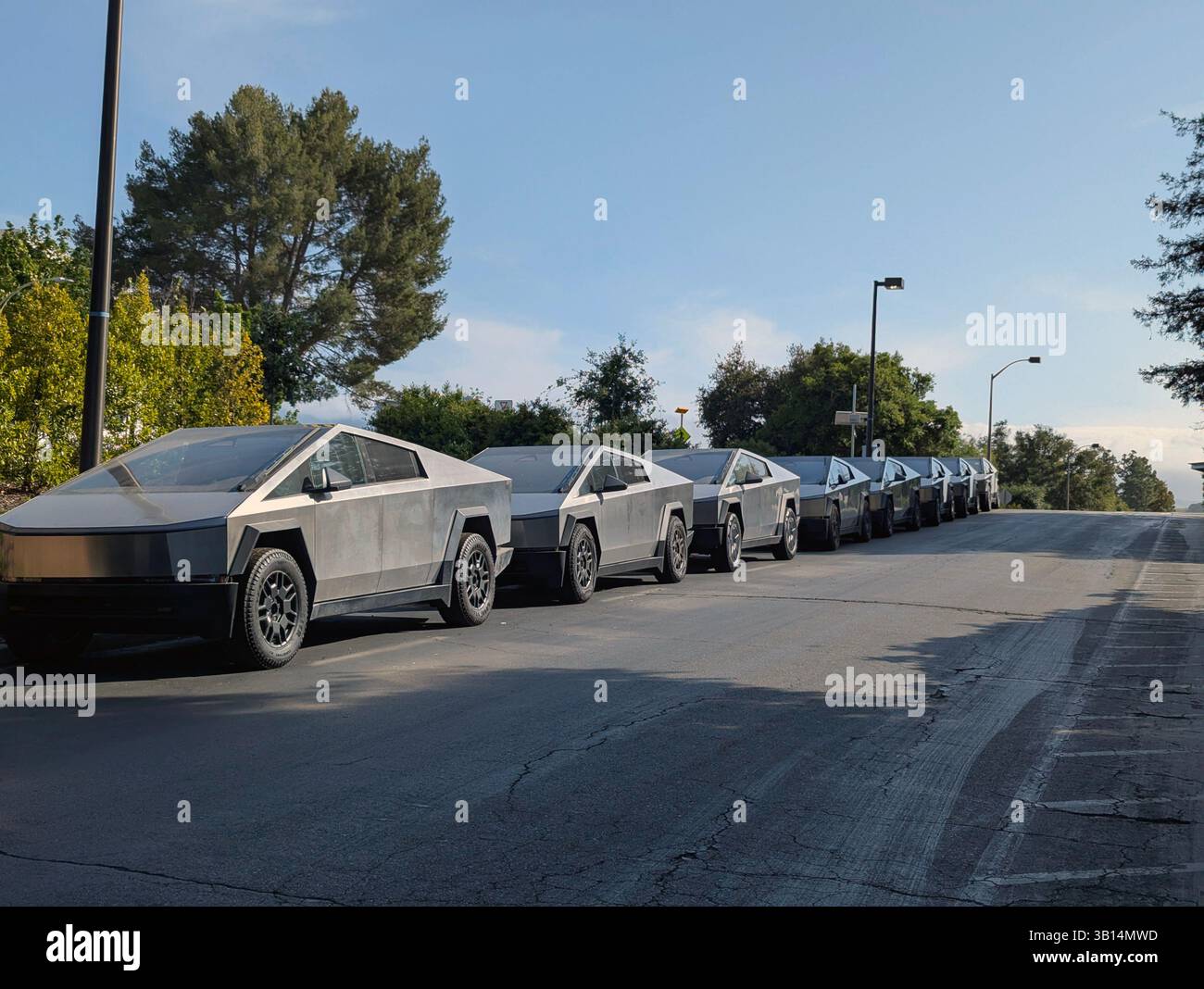 Tesla Cybertrucks lined up at Tesla Palo Alto, California Stock Photo ...