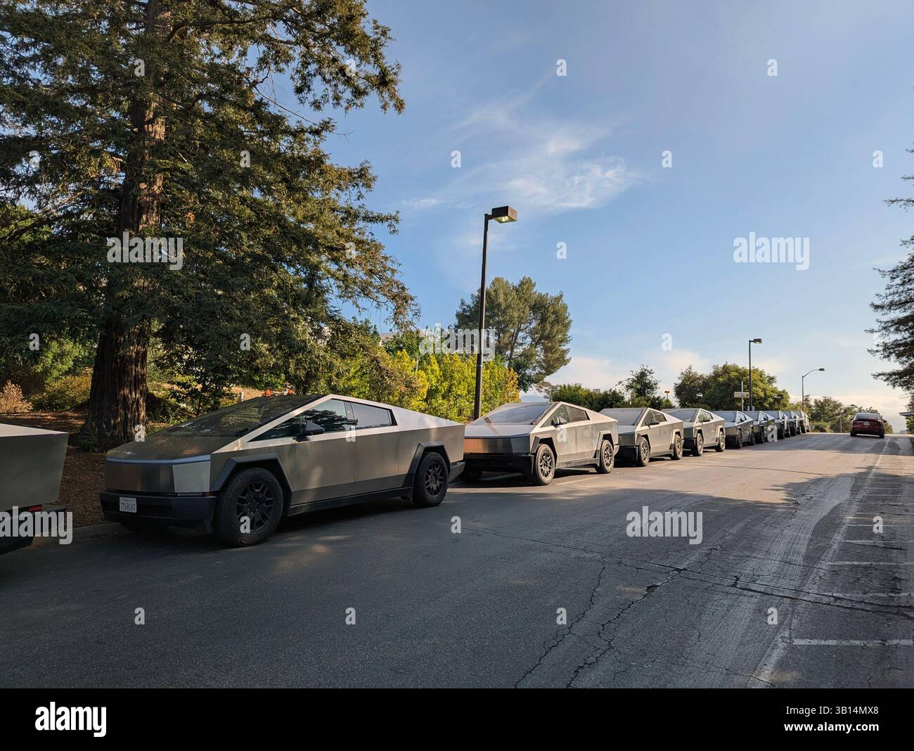 Tesla Cybertrucks lined up at Tesla Palo Alto, California Stock Photo ...