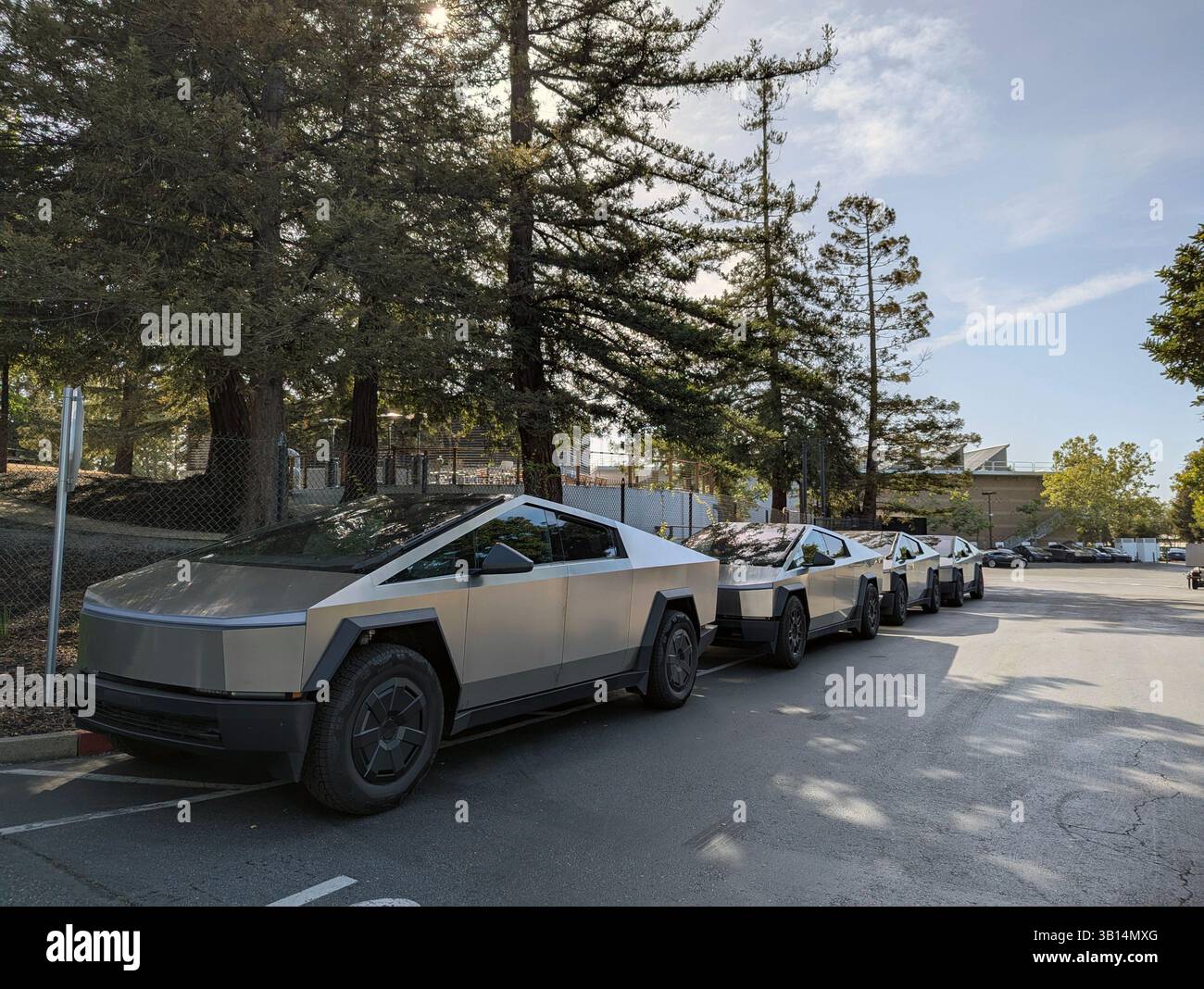 Tesla Cybertrucks lined up at Tesla Palo Alto, California Stock Photo ...