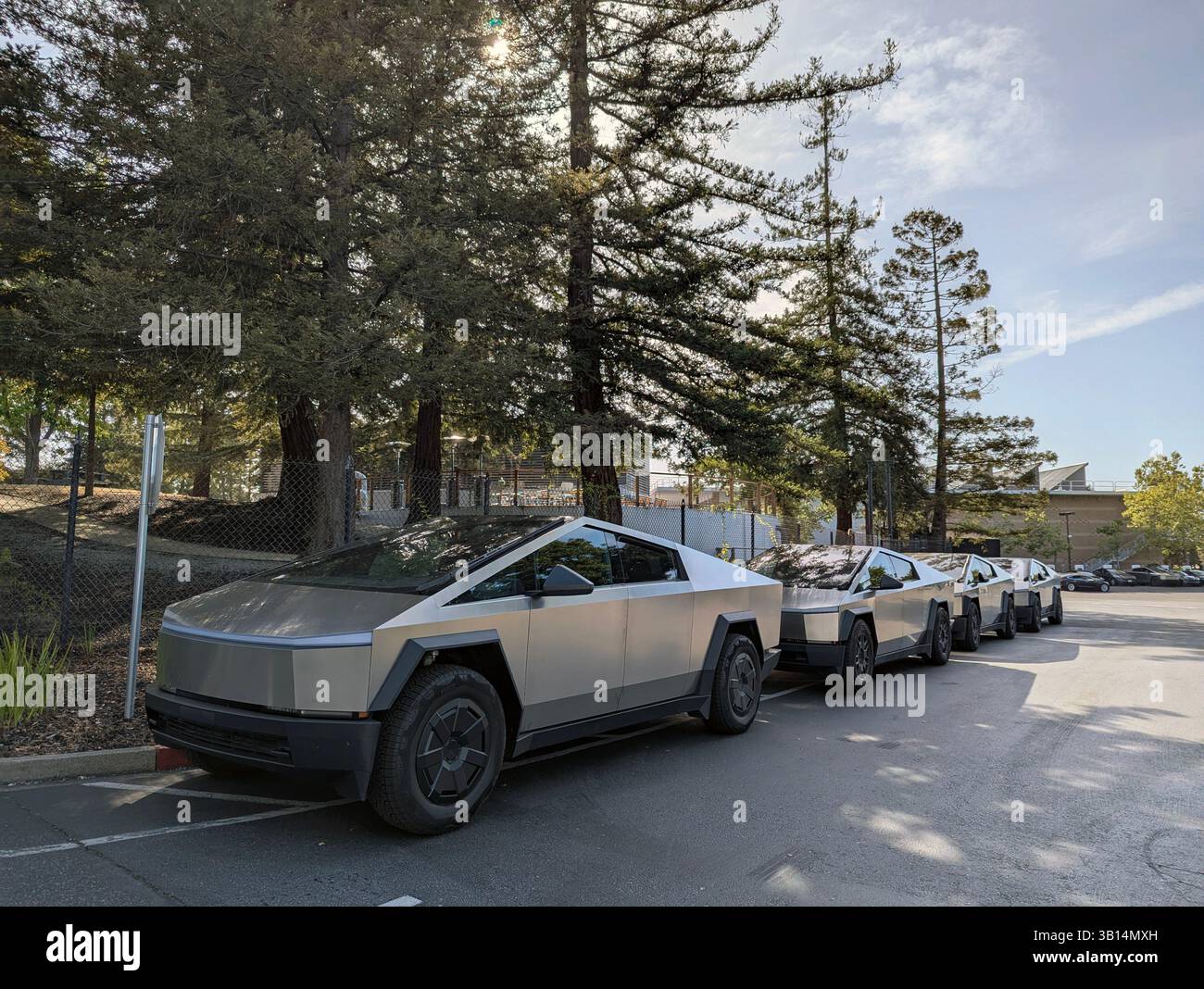 Tesla Cybertrucks lined up at Tesla Palo Alto, California Stock Photo ...