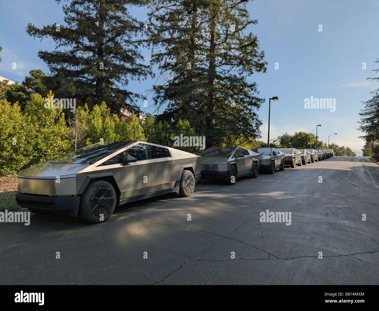 Tesla Cybertrucks lined up at Tesla Palo Alto, California Stock Photo ...