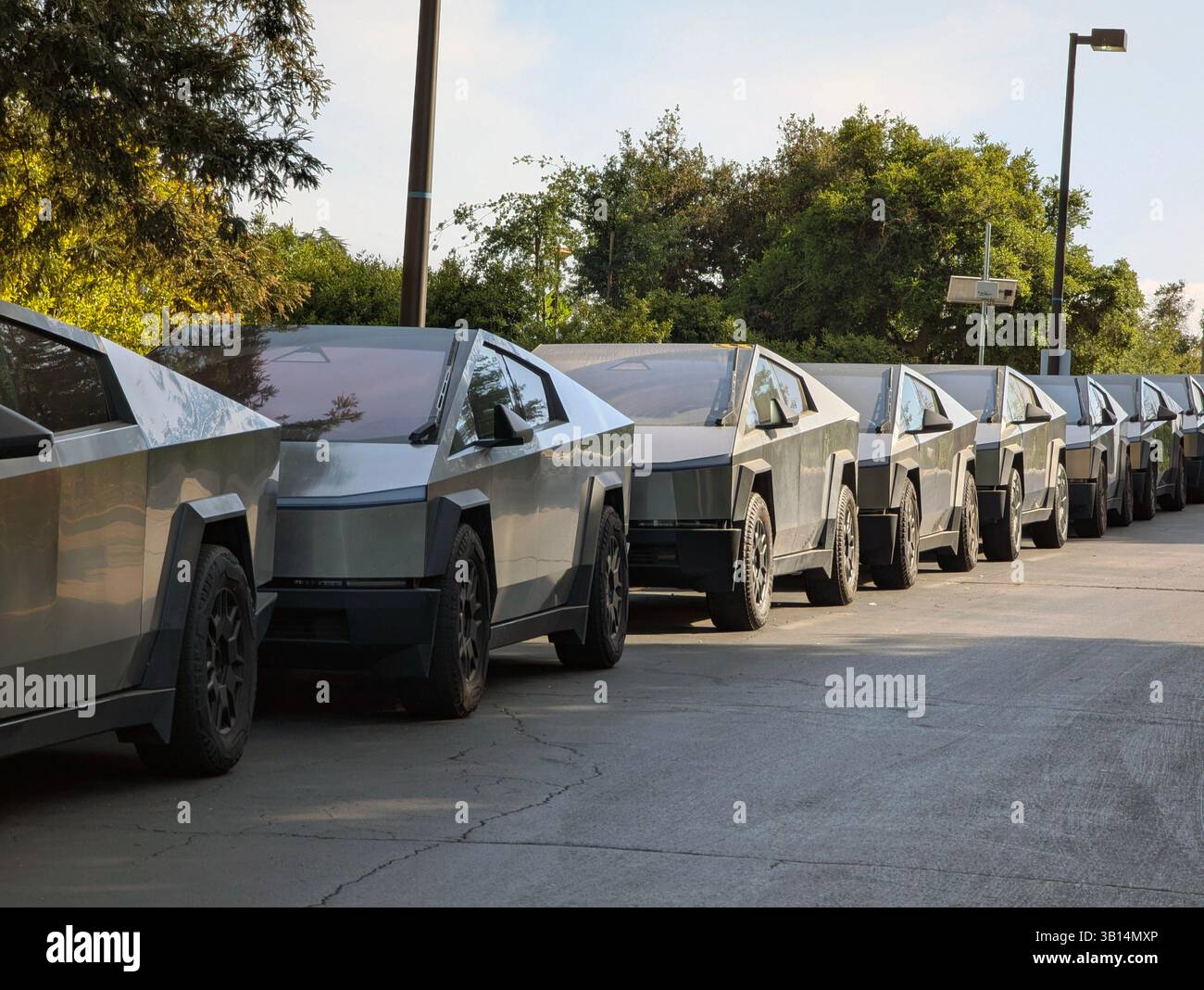 Tesla Cybertrucks lined up at Tesla Palo Alto, California Stock Photo ...