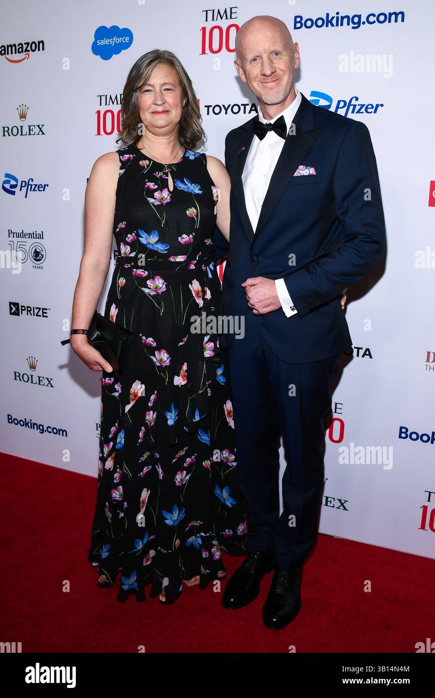 New York, USA. 24th Apr, 2025. Linda Cadogan and Tim Cadogan walking on ...