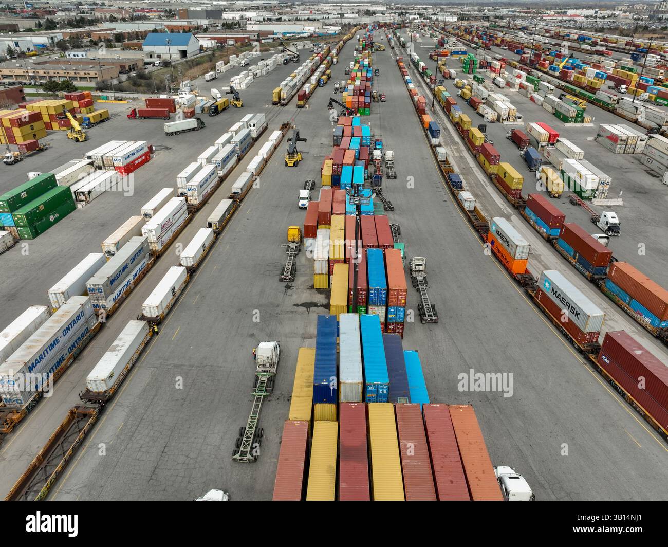 Double Stacked Shipping Containers and Intermodal Railcars of Supply ...