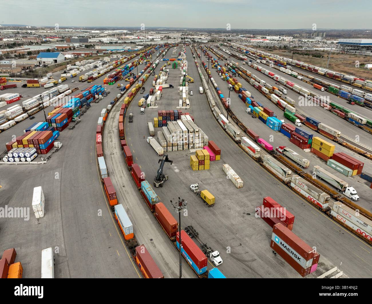 Double Stacked Shipping Containers and Intermodal Railcars of Supply ...