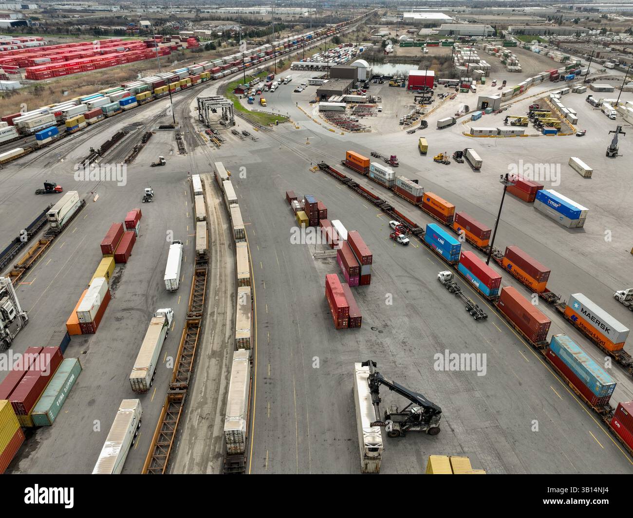 Double Stacked Shipping Containers and Intermodal Railcars of Supply ...