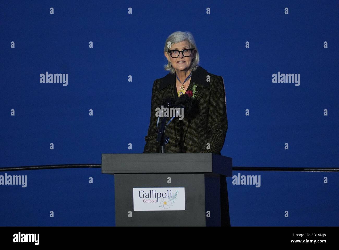 Governor-general of Australia, Sam Mostyn, delivers a speech during the ...
