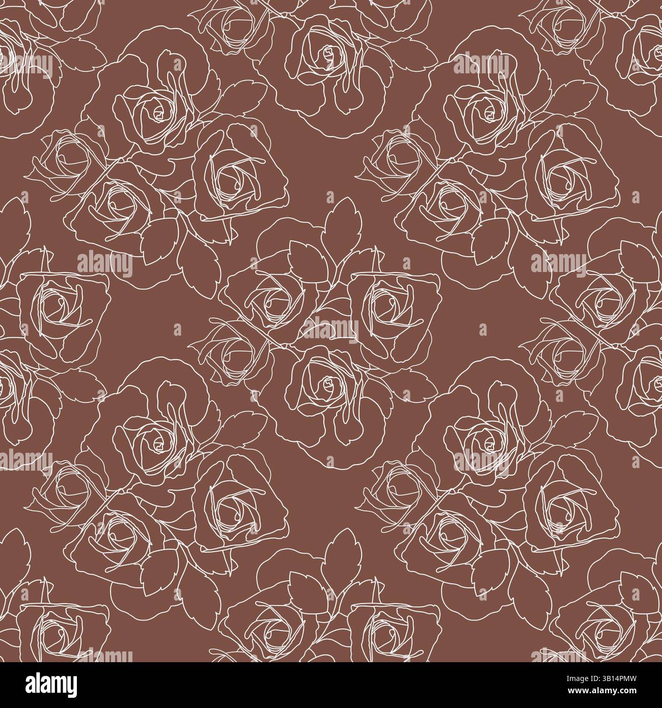 Seamless pattern with line drawing roses Stock Photo - Alamy