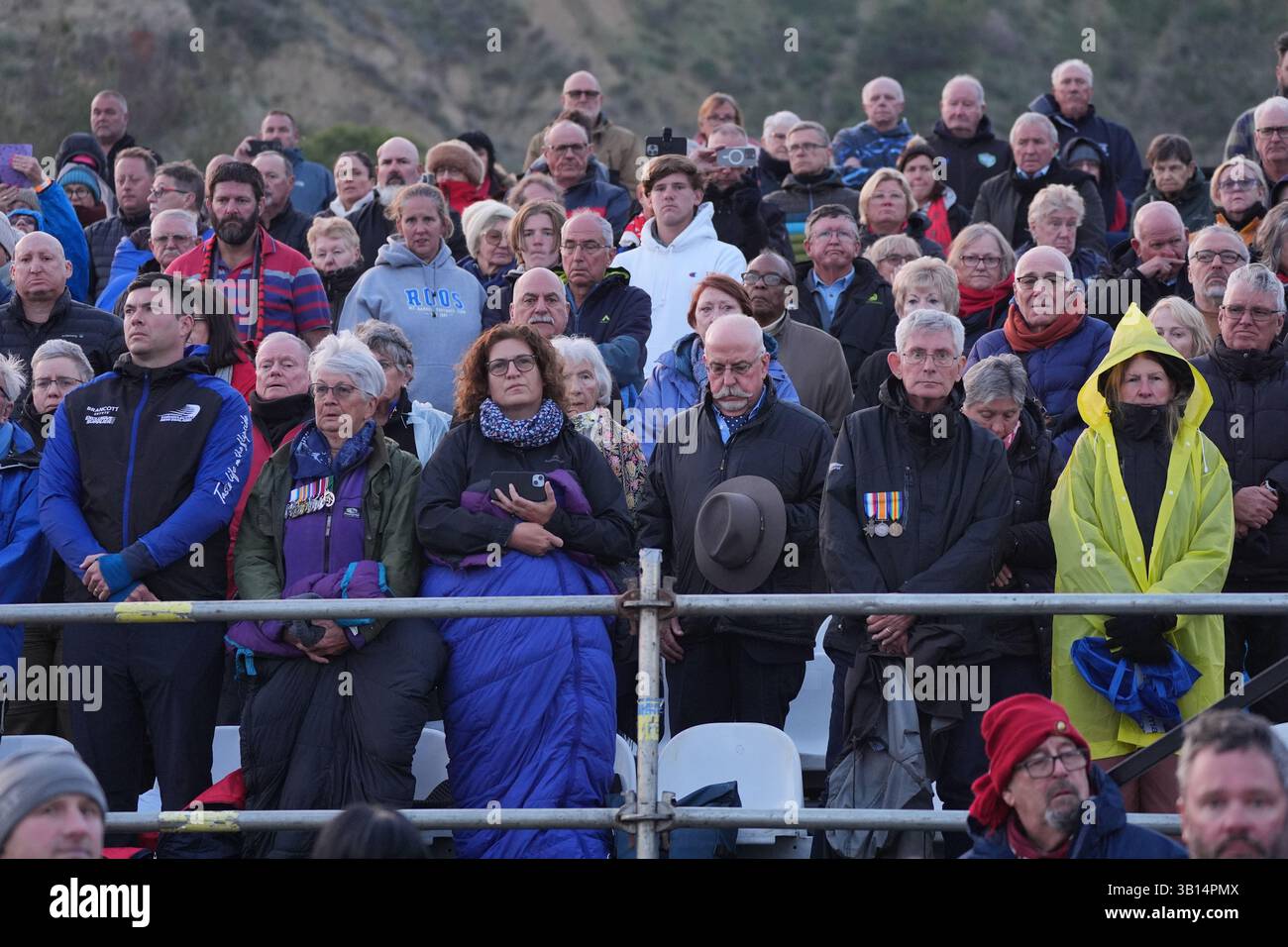 People watch the 'Spirit of Place' ceremony and dawn memorial service ...