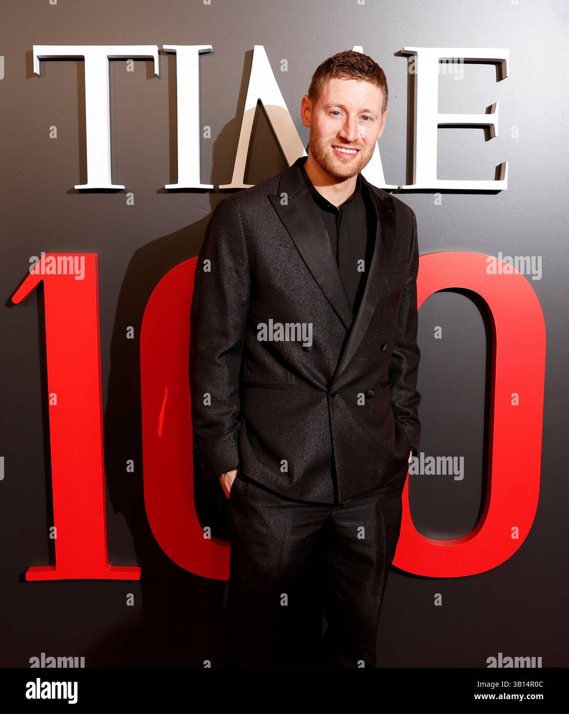 Alex Bazzell arrives on the red carpet at the 2025 TIME100 Gala Jazz at ...